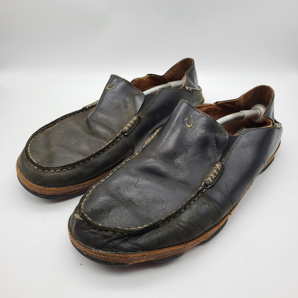 OluKai | Shoes | Olukai Mens Us 2 Moloa Leather Slip On Moc Toe Shoes ...